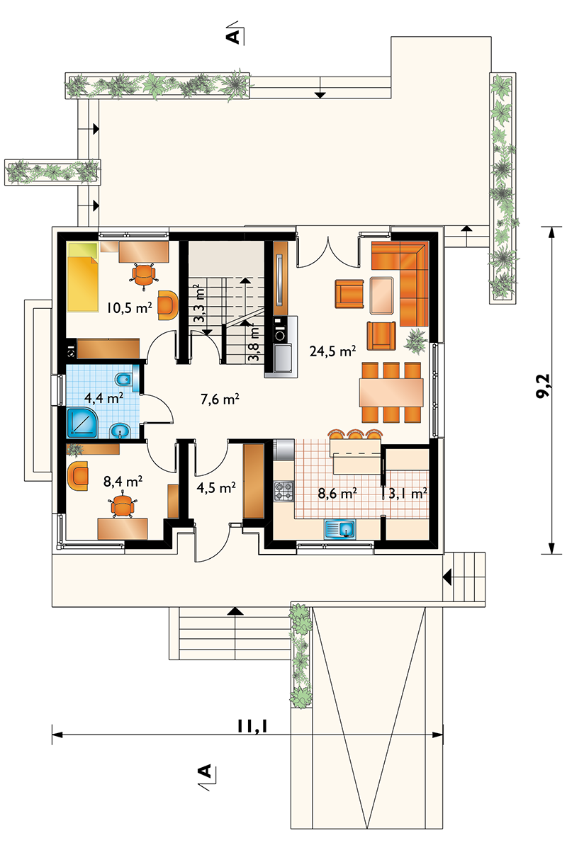 Sandra 131,10 m2 - koszt budowy 326 810 zł - Projekty domów Domiporta.pl